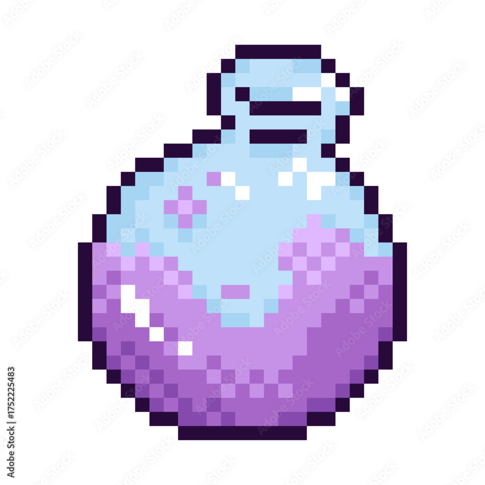 Stock-Vektorgrafik „Pixel 8 bit illustration of a round magic potion ...