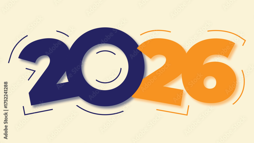 Celebration New Year's Eve. Best design of 2026 orange and dark blue ...