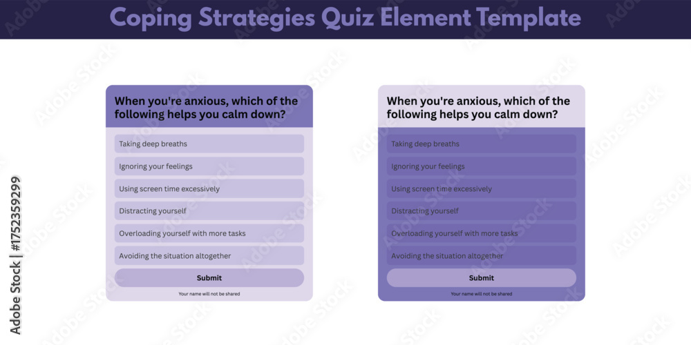 Image vectorielle Stock Coping strategies quiz element template for ...