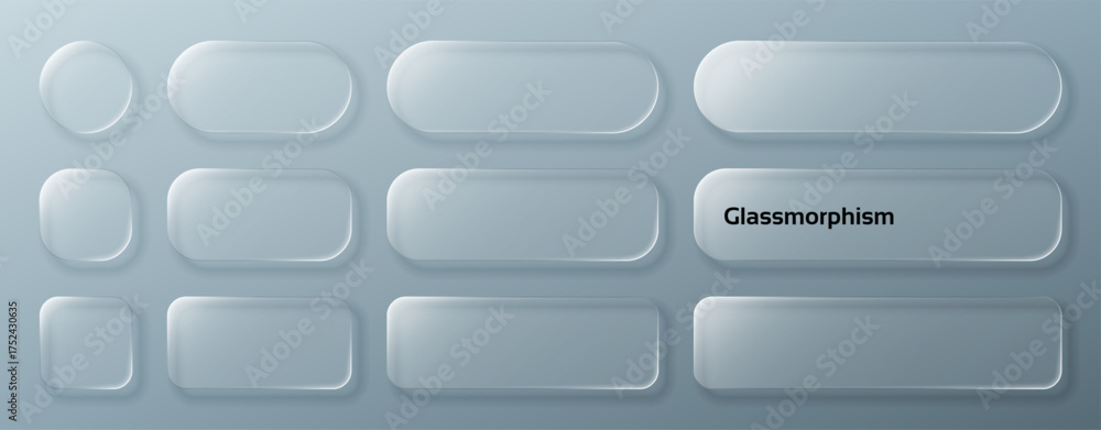 Set of glass morphism elements. Gui components set. Modern translucent ...