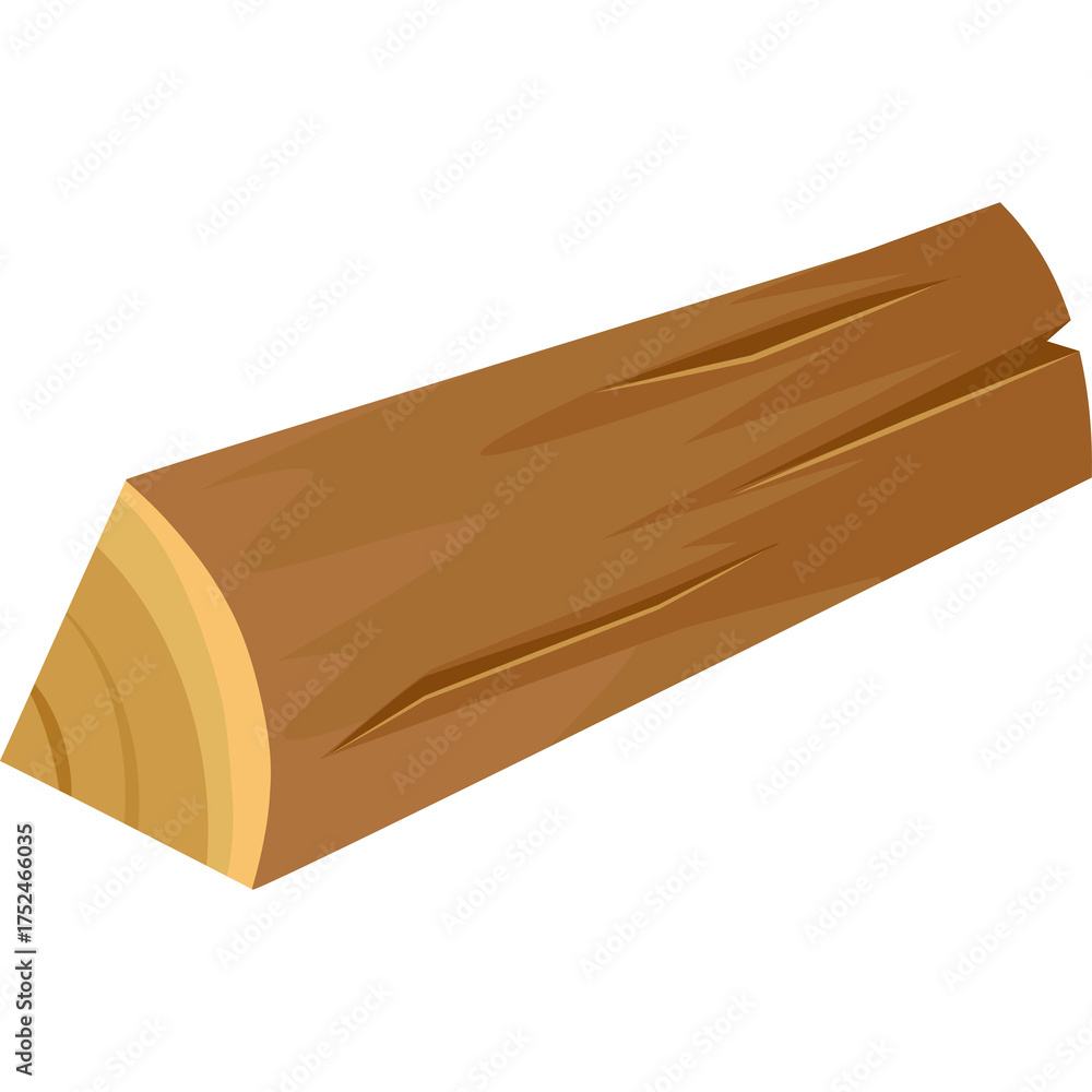 A Simple Wooden Log Cut in Half Showing Annual Rings and Wood Grain ...