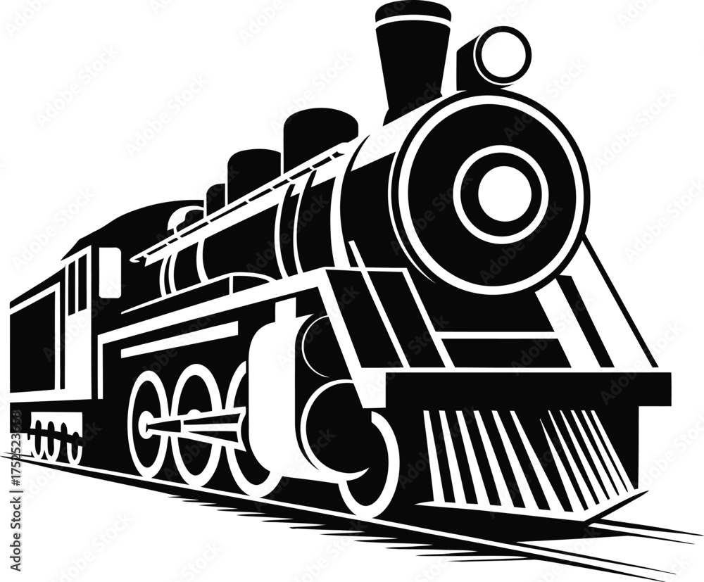 Vintage steam locomotive vector silhouette train engine Stock Vector ...