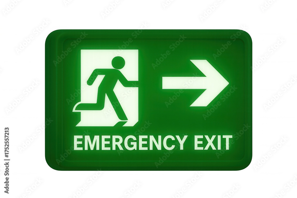 Zdjęcie bez tantiem: Illuminating emergency exit sign with running man ...