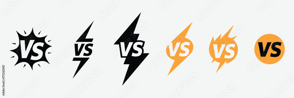Competition VS Icon Set, Six vector versus logos with energetic designs ...