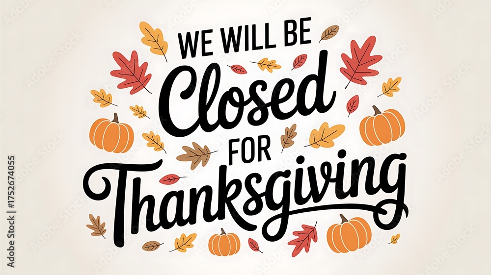 We will be closed for thanksgiving holiday announcement with autumn ...