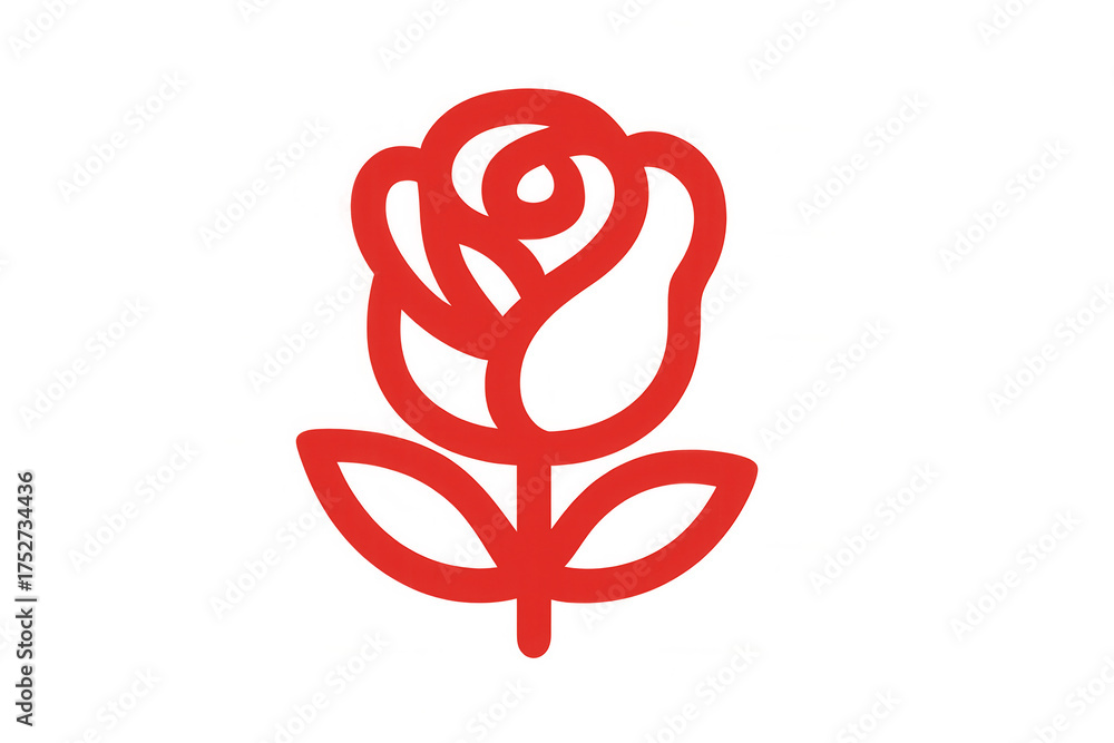 Red stylized rose icon representing socialism, labor movement ...