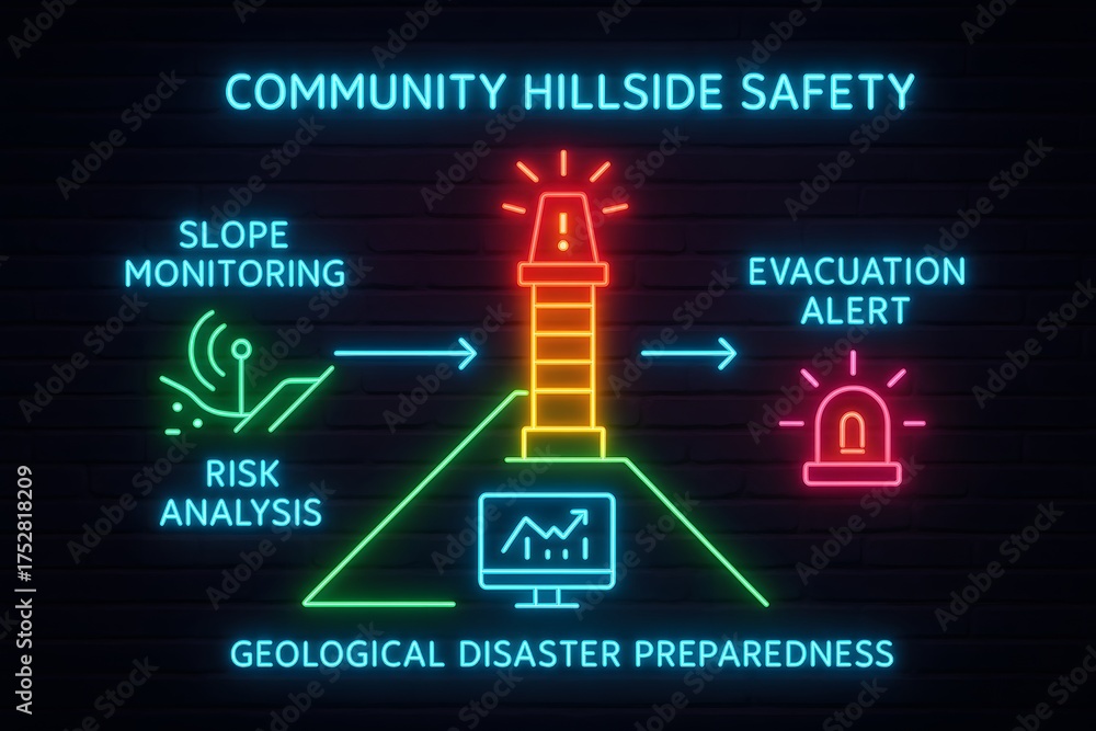 Hillside Alert Infographic with Landslide Warning and Evacuation Plan ...