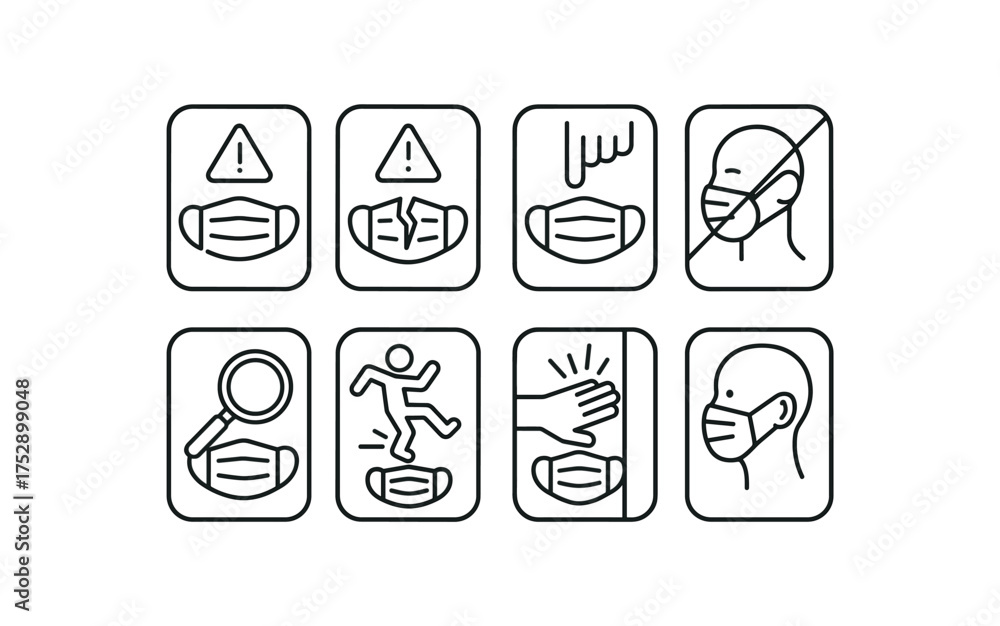 Stock-Vektorgrafik „simple outline stroke icon 8 different each item ...