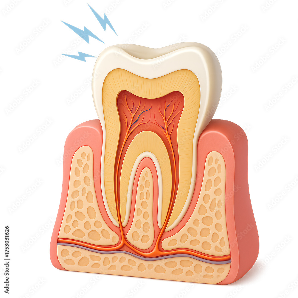 Ilustración de Stock Tooth Anatomy with Root, Nerve, and Pain ...