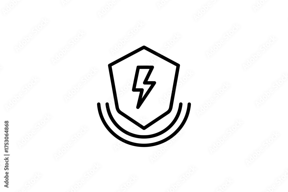 Electric power shield vector icon. Energy safety, voltage protection ...