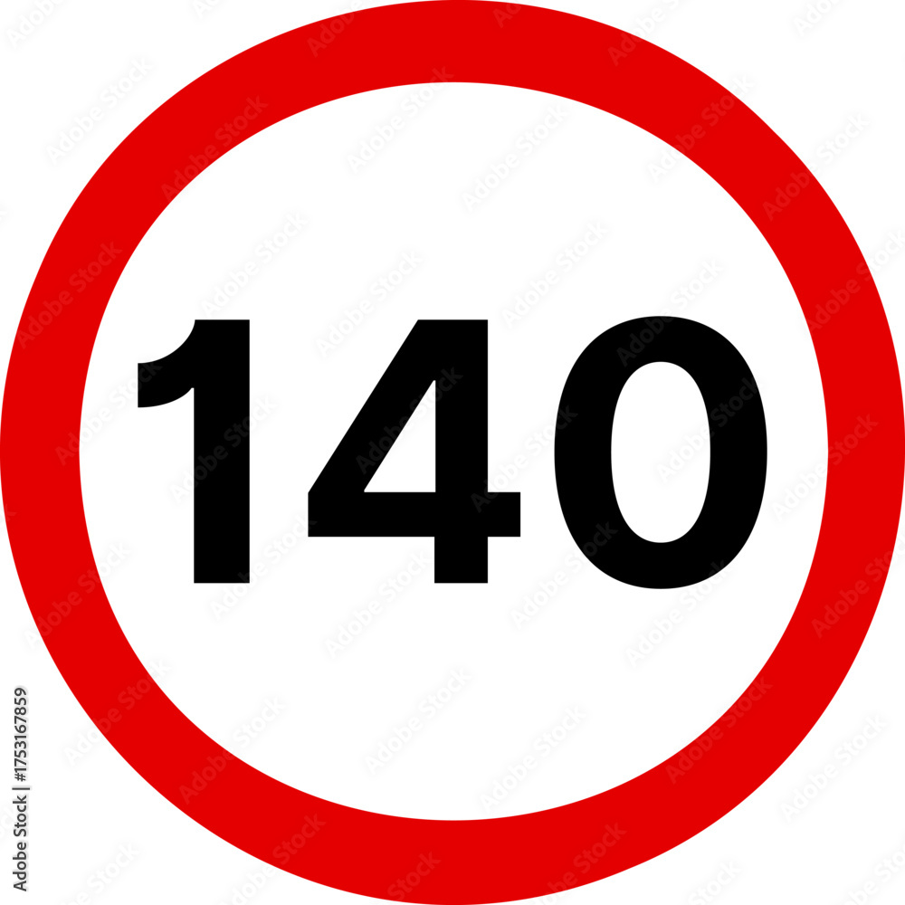Stock-Vektorgrafik „140 kmh highway speed limits. Road speed limit ...