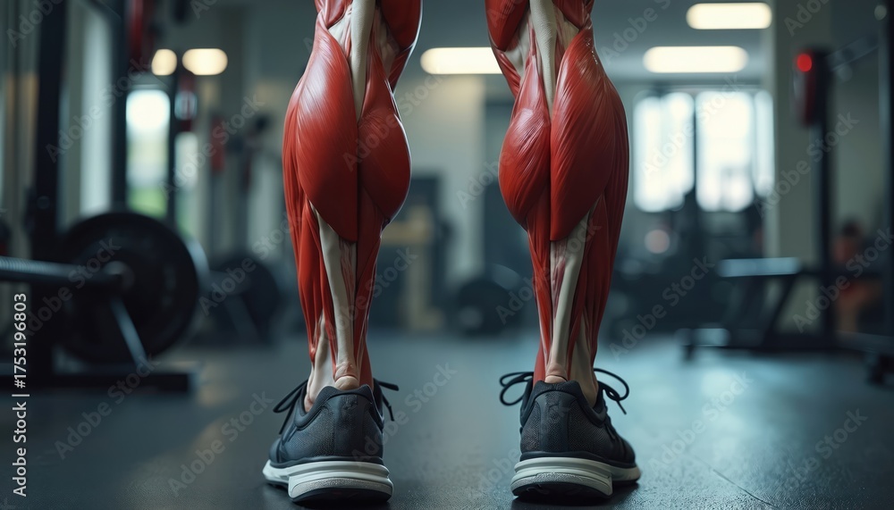 Human calves muscle anatomy illustration shown in gym. Detailed muscle ...