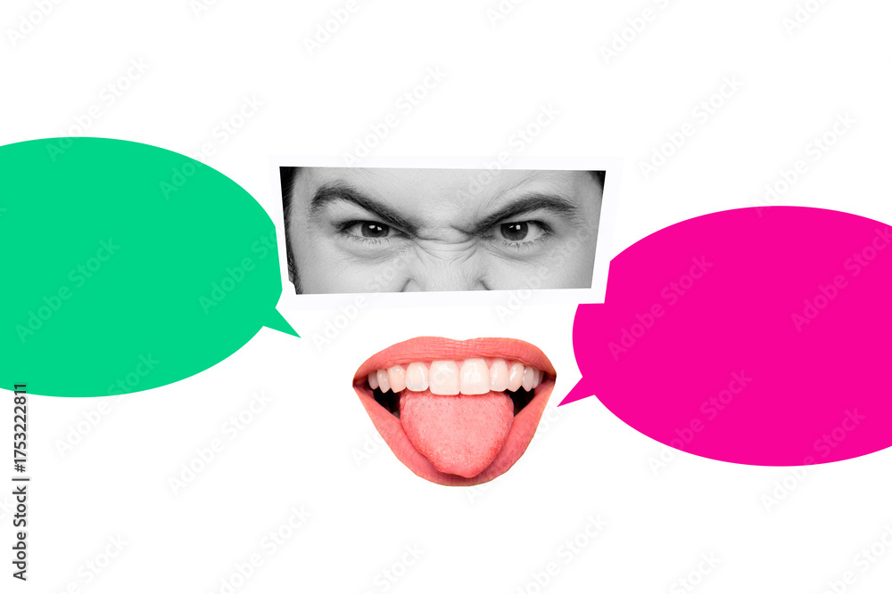 Creative photo image angry furious outraged expression eyes textbox ...