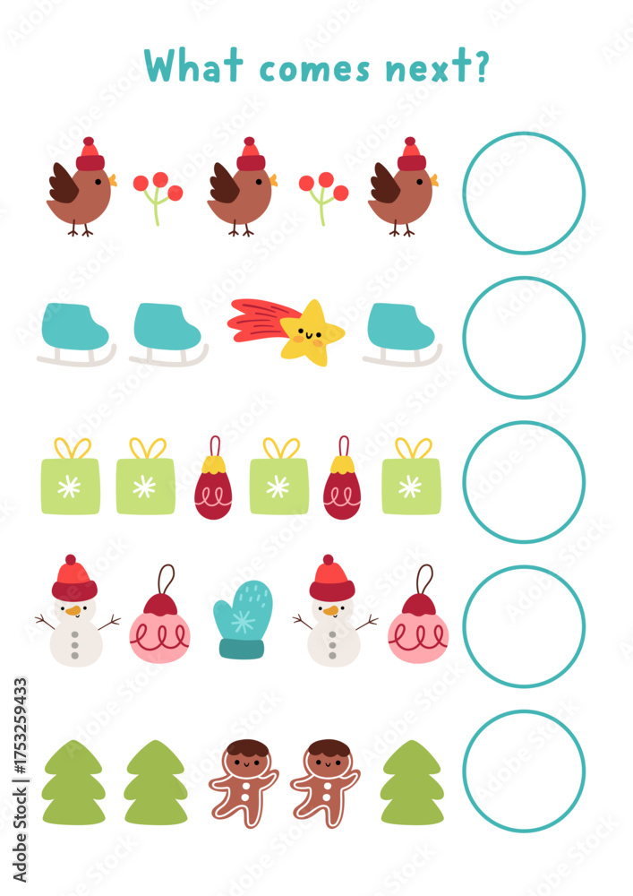 What comes next. Christmas logical activity for preschool children with ...