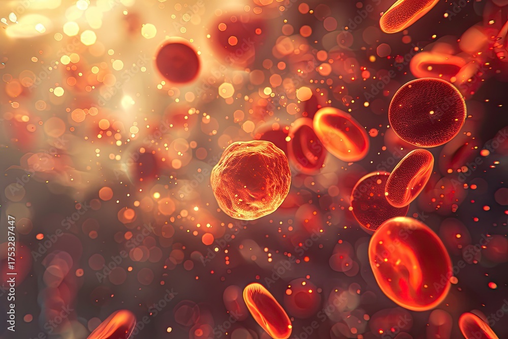 Стокове фото Red blood cells surrounding a single white blood cell ...
