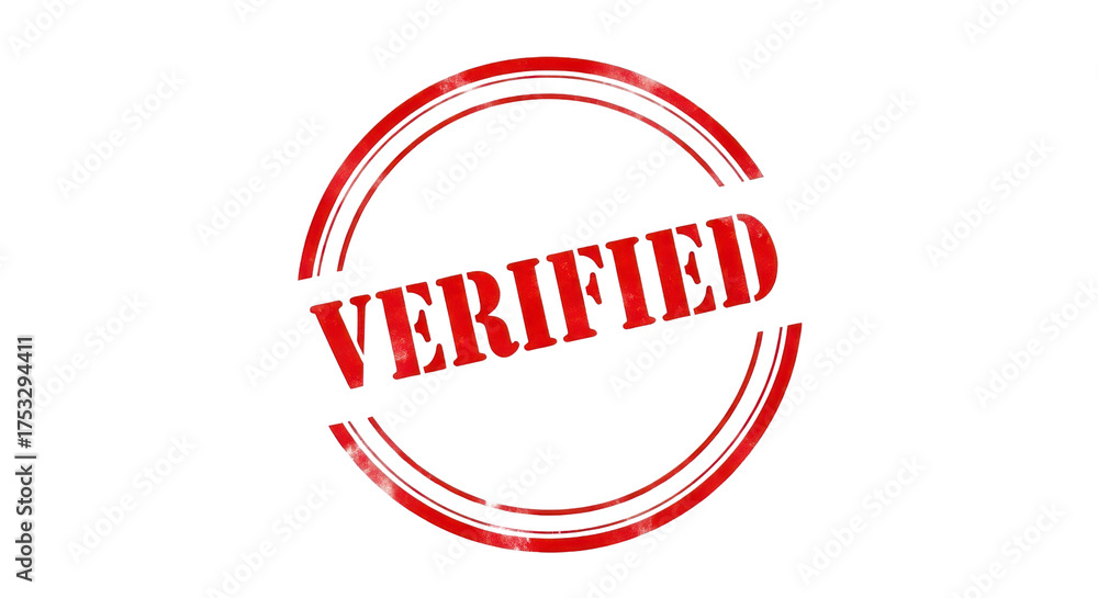 Red grunge rubber stamp seal with VERIFIED text for authentication and ...