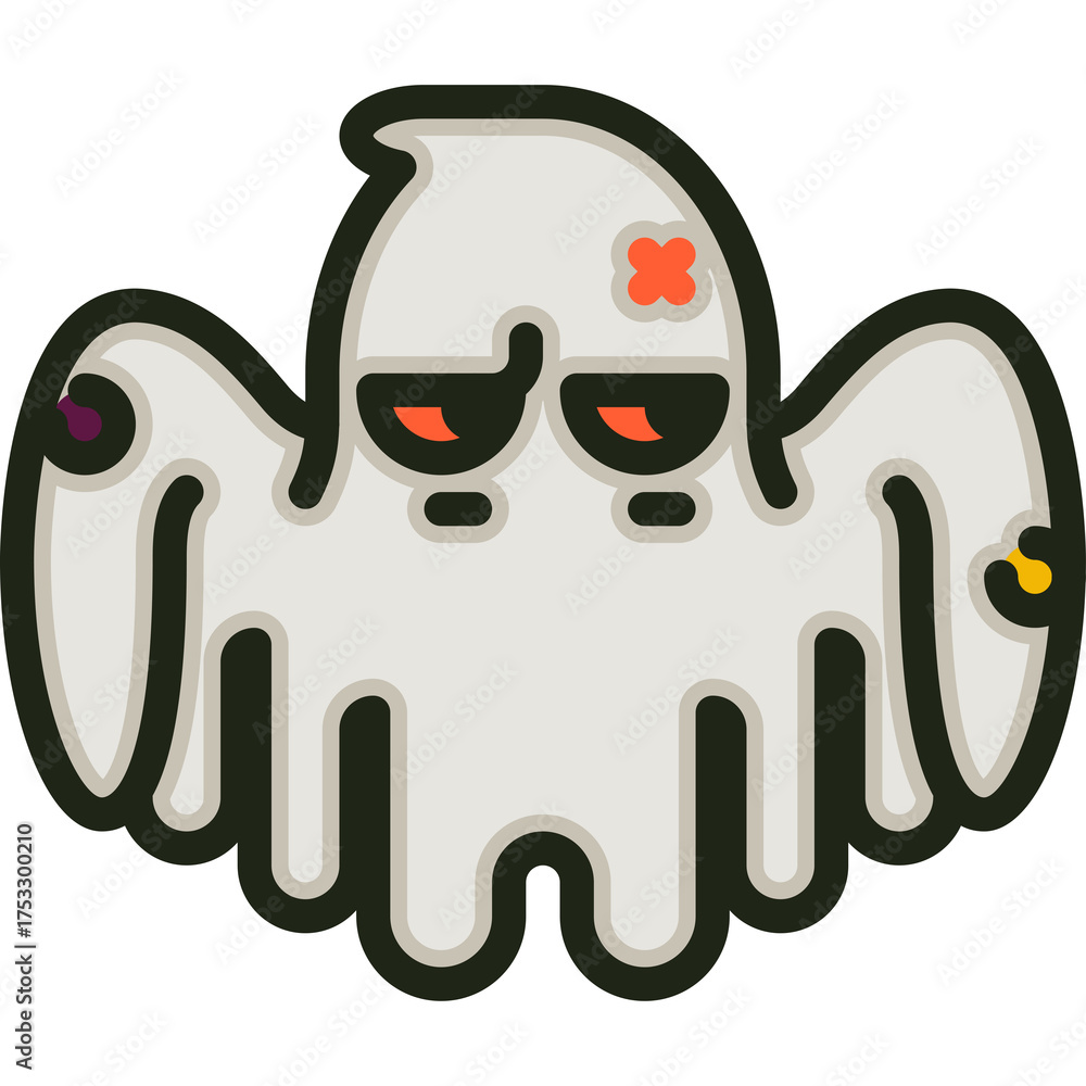 Illustration Stock Pixel Art Ghost with Red Cross Patch and Arms ...