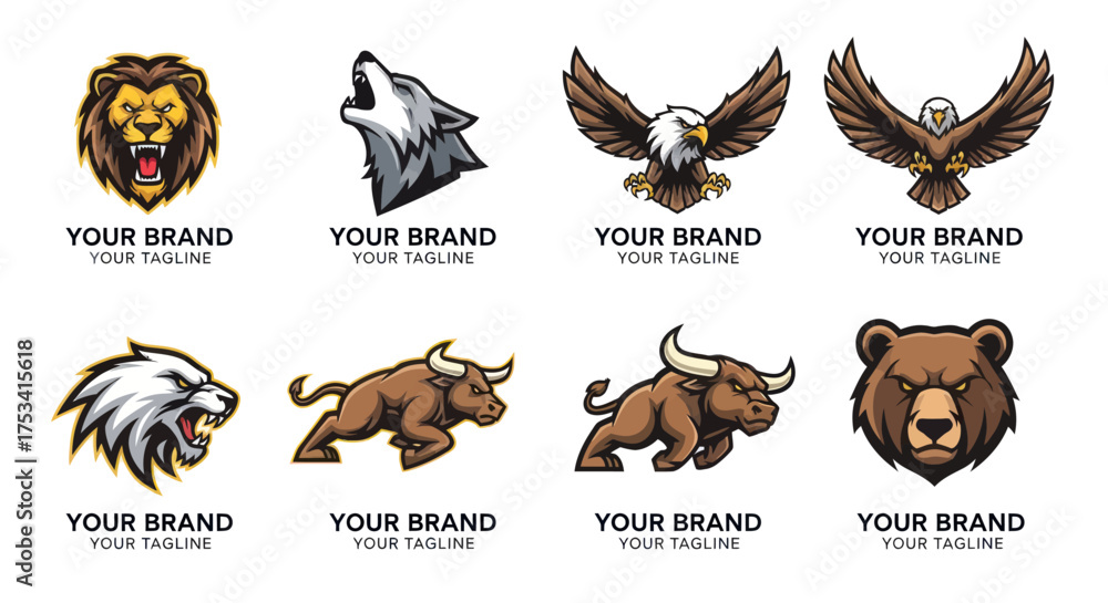 Animal Logos Collection for Brand Identity and Design. Stock Vector ...