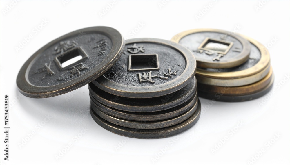 Collection of Traditional Chinese Coins with Square Center Holes and ...