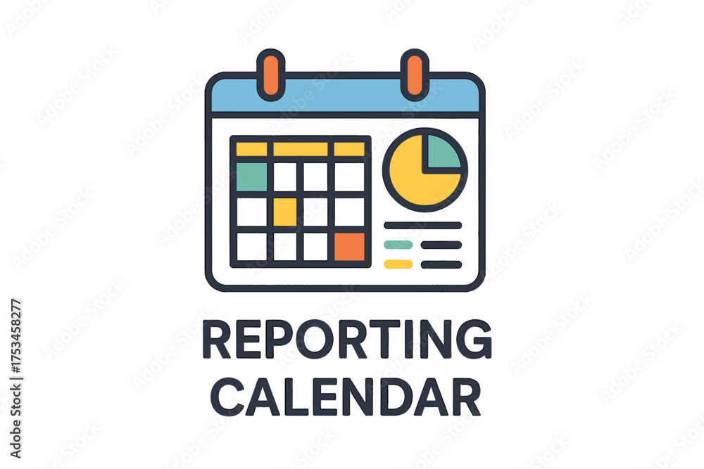 Reporting calendar with schedule and pie chart design reporting ...