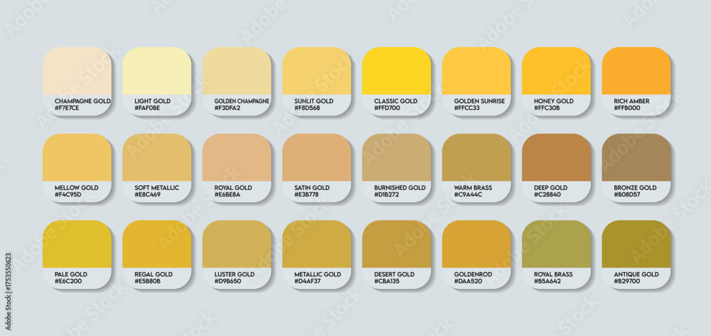 Gold Color Palette – Gold catalog sample Themed Color Swatch Guide with ...