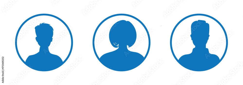 Empty avatars set. Monochrome Face Placeholders icons. Vector Male and ...