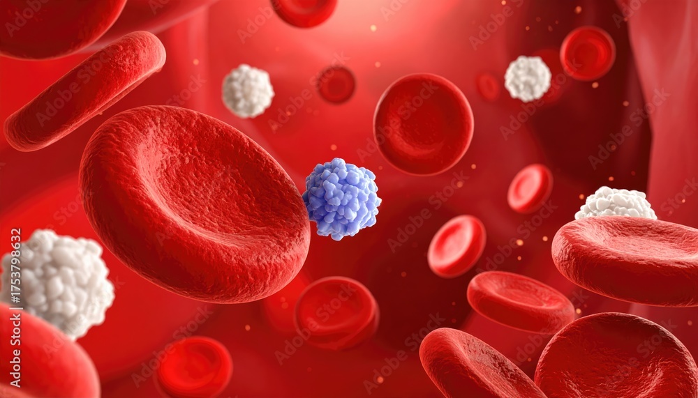 Stock-Illustration „Vibrant Blood Cells: A detailed, eye-level ...