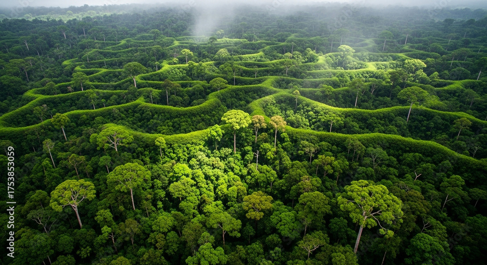 Photo Stock Aerial view of the amazon rainforest showing deforestation ...