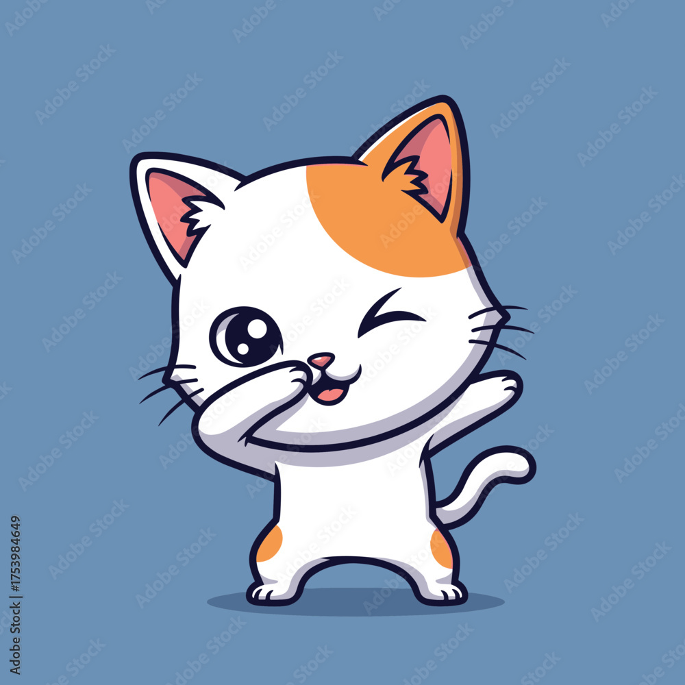 Adorable spotted cat winking and performing the popular dab dance move ...