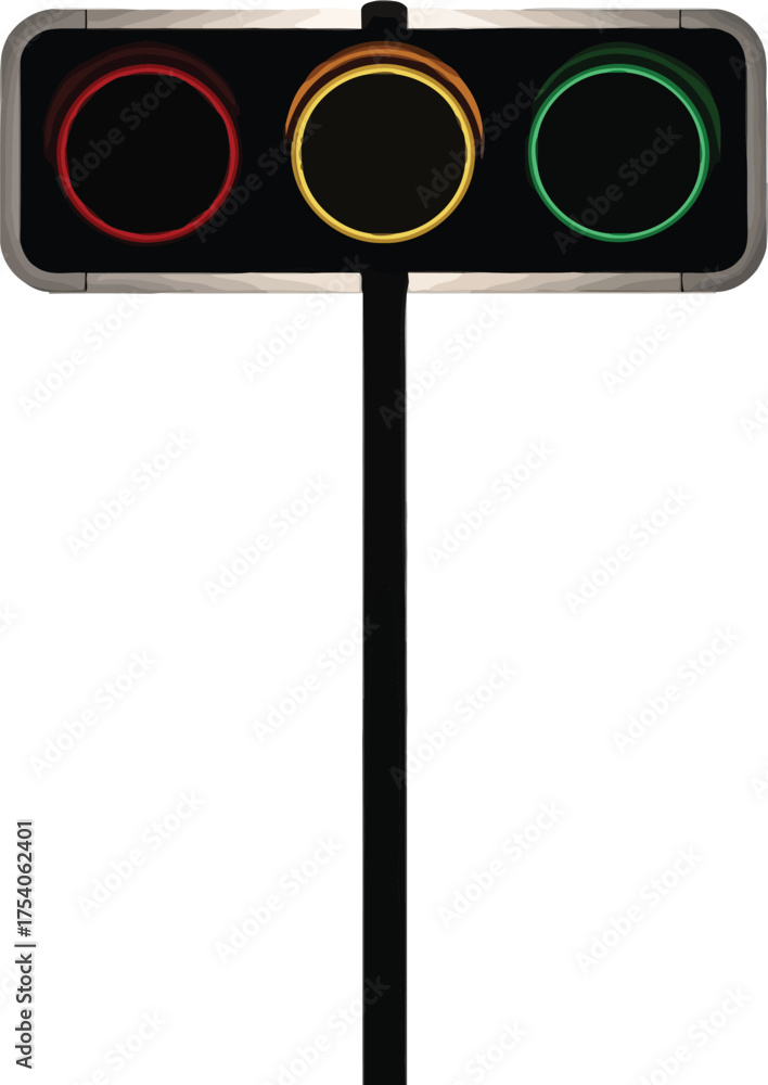 Traffic light with red, yellow, and green lights on isolated on white ...