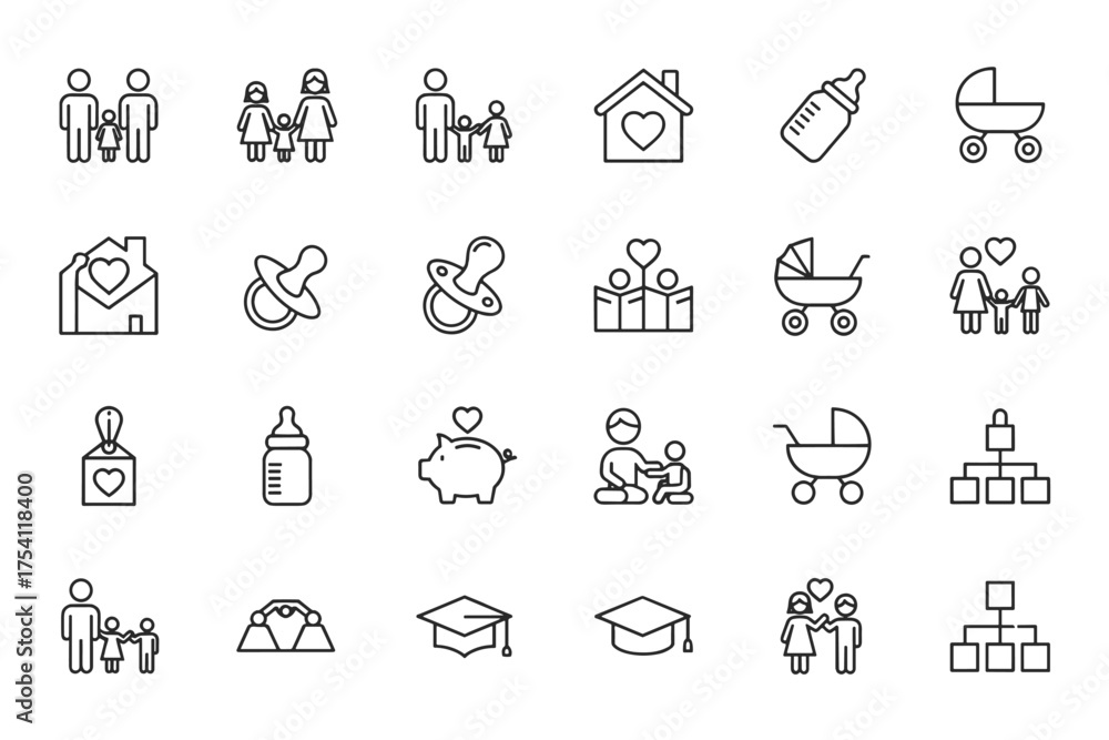 Family and parenting line icon set. Collection of pictograms for web ...
