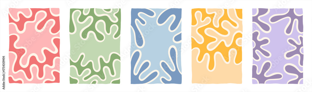 Abstract organic shapes vector borders frames set, copy space for text ...