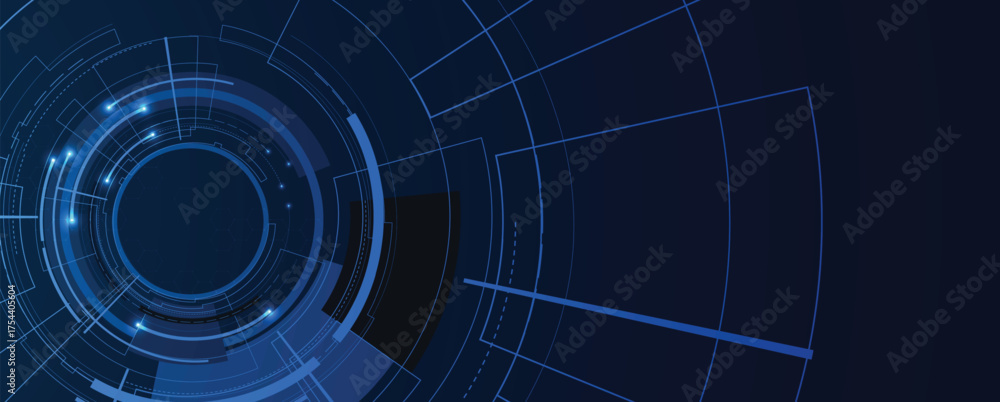 Technology science concept banner. Molecular technology structure with ...