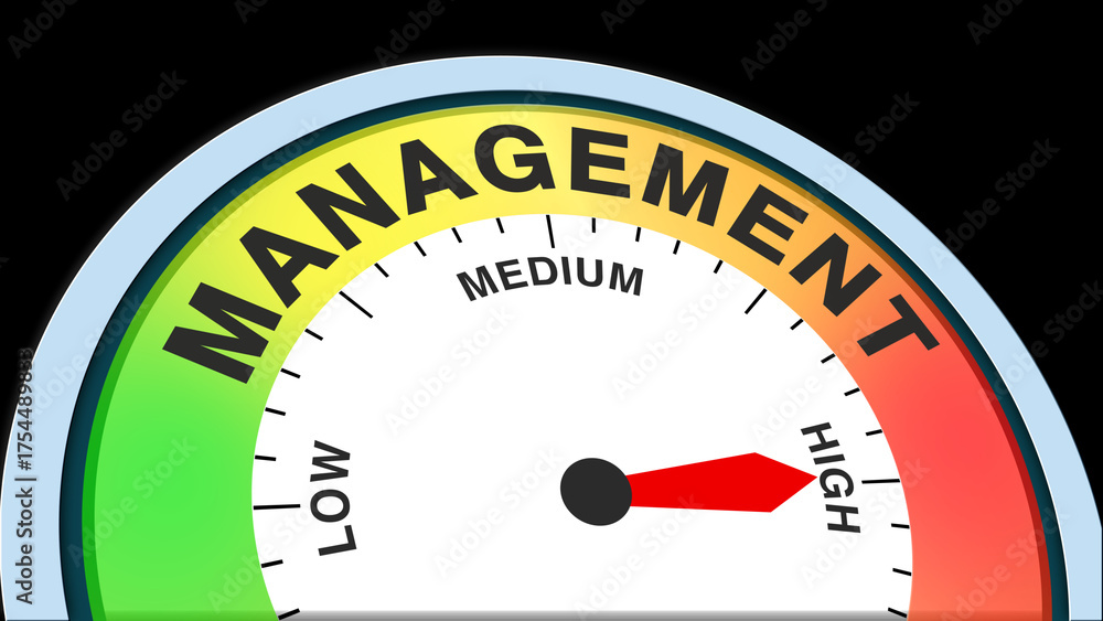Management high, text level concept illustration with barometer or ...