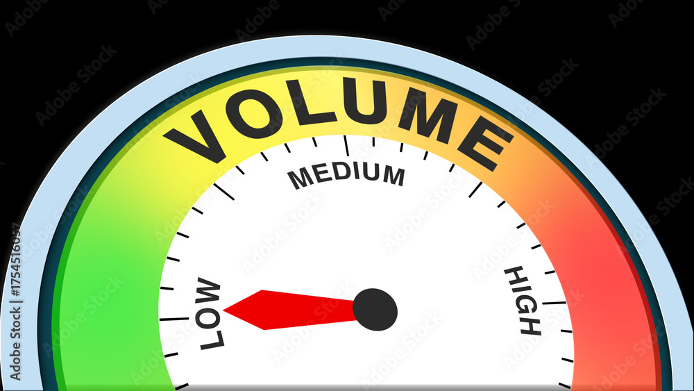 Volume low, concept illustration showing minimal levels, weak intensity ...