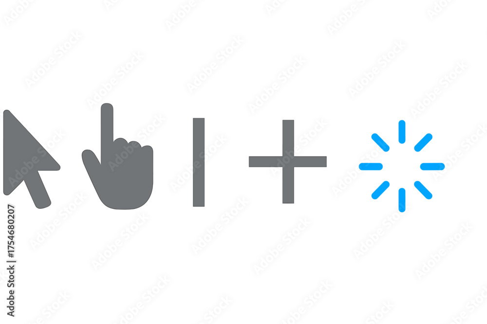 Vektor Set of common computer mouse cursors and loading indicator ...