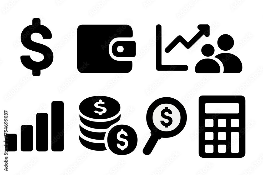 Income Icons Grid. Income Levels. Filled icon set of Income Levels ...