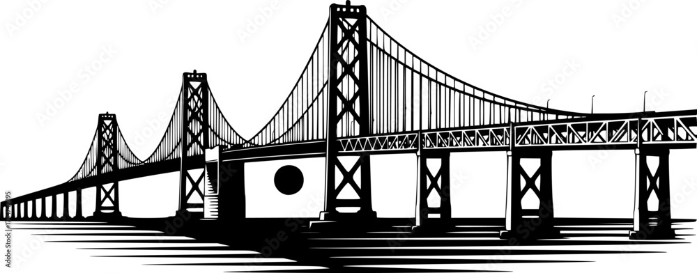 Стоковий вектор Bay bridge silhouette. This image shows the silhouette ...