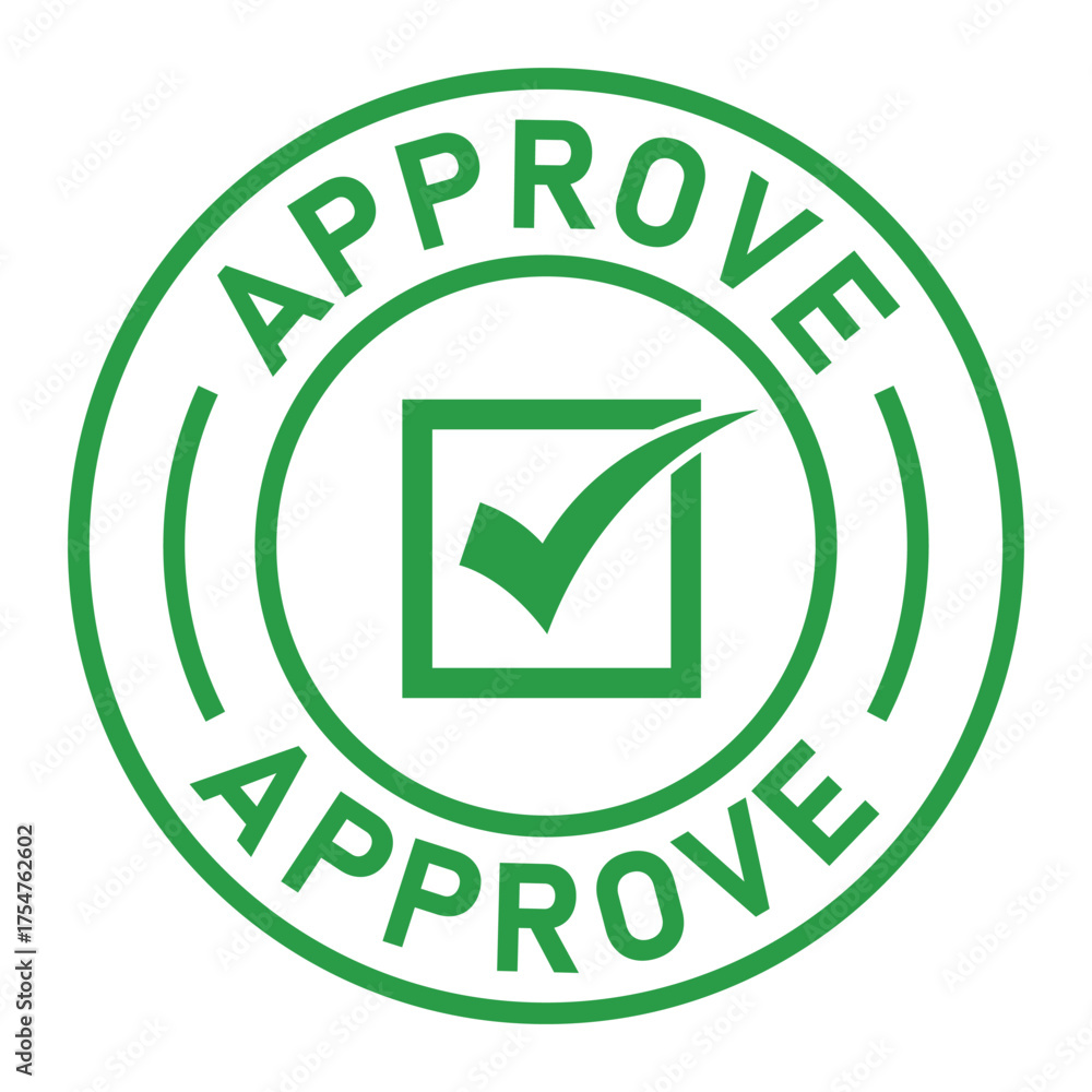 Green circular approval stamp graphic with bold “APPROVE” text and ...