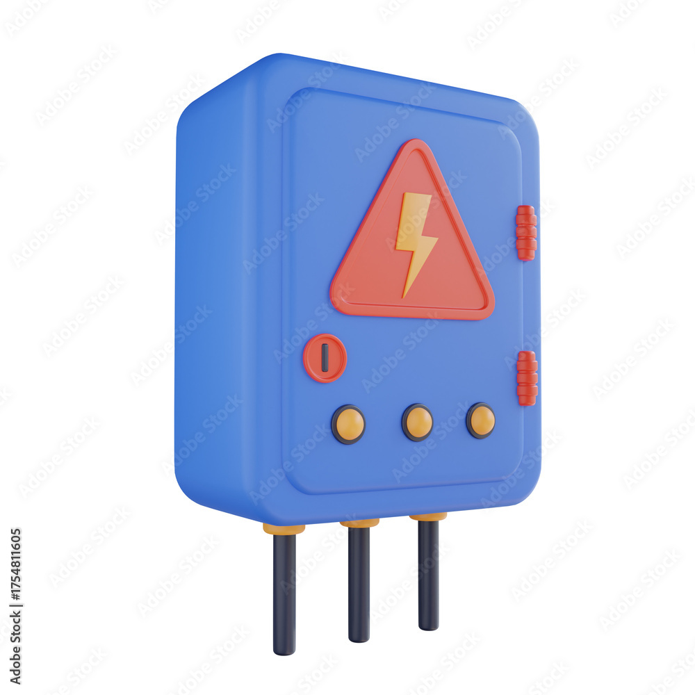 Zdjęcie bez tantiem: Blue Electrical Fuse Box With Warning Symbol And ...