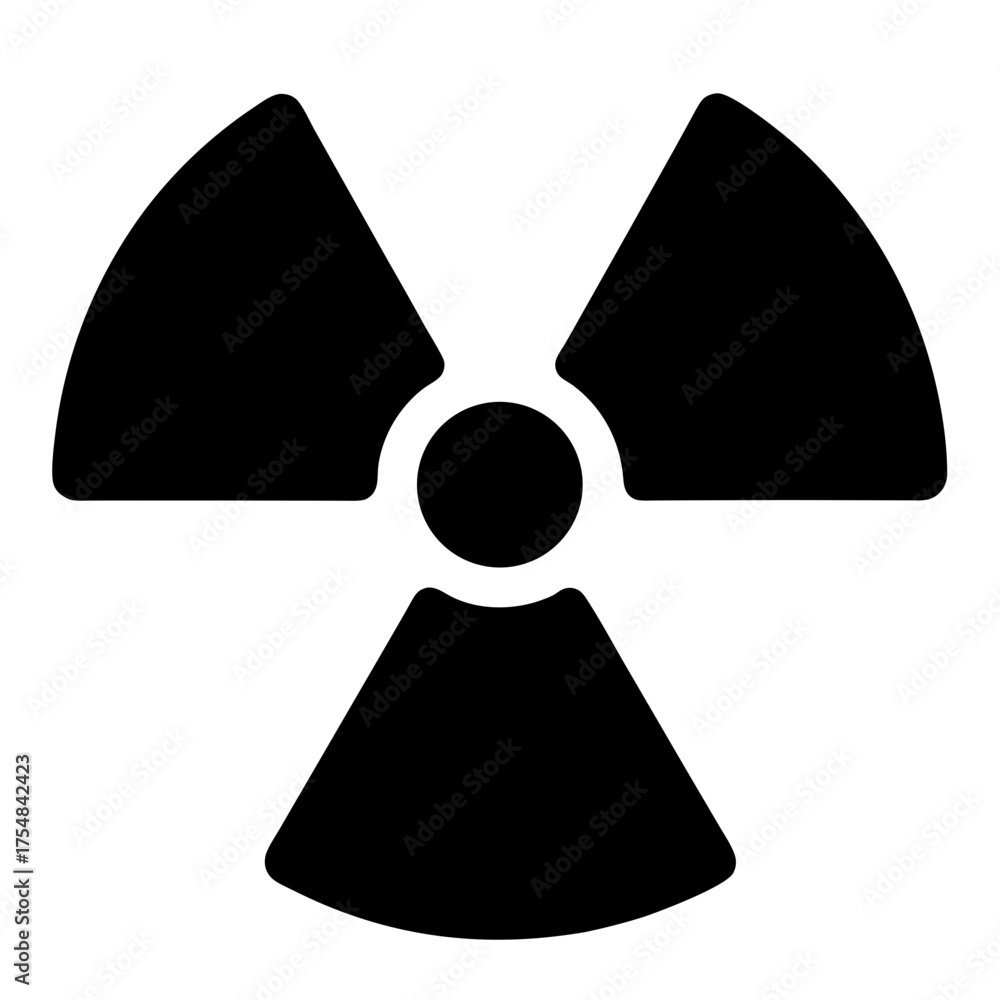 Radioactive trefoil warning symbol with rounded edges, representing ...