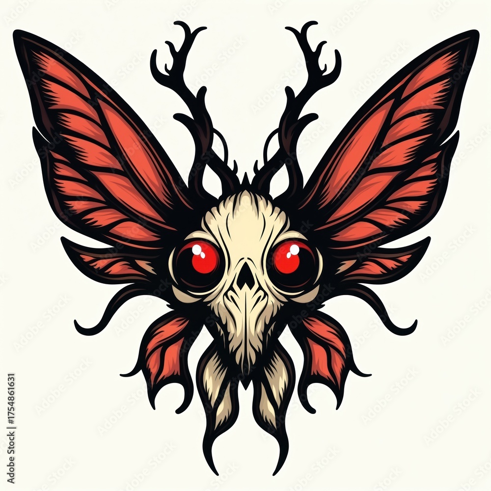 Stockillustrationen Traditional tattoo illustration of a Mothman head ...