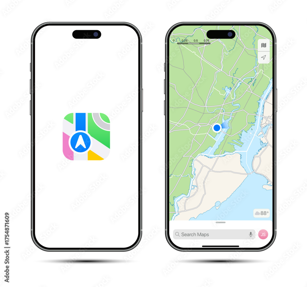 🗺️ Apple Maps UI Mockup Template in iPhone 17 Pro Max Screen – Apple ...