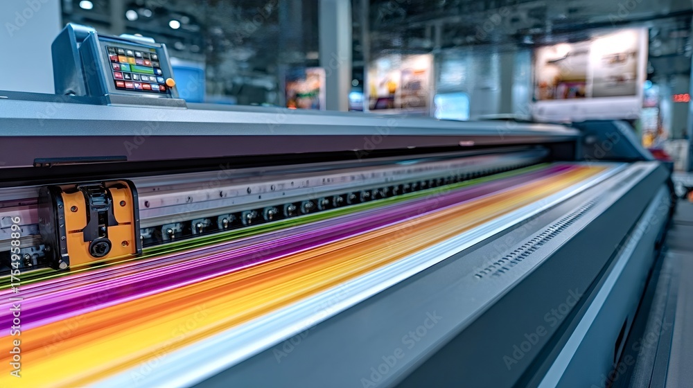 Large format digital printer processing multicolored cmyk ink ...