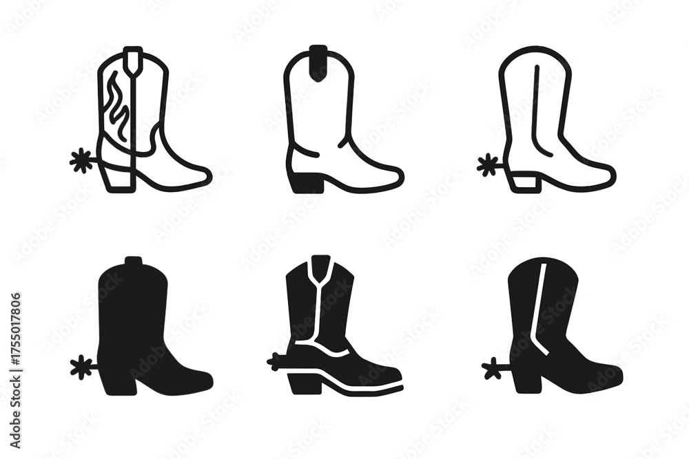 Image vectorielle Stock Cowboy Boot Logos. Boots. Set Logo of Boots ...