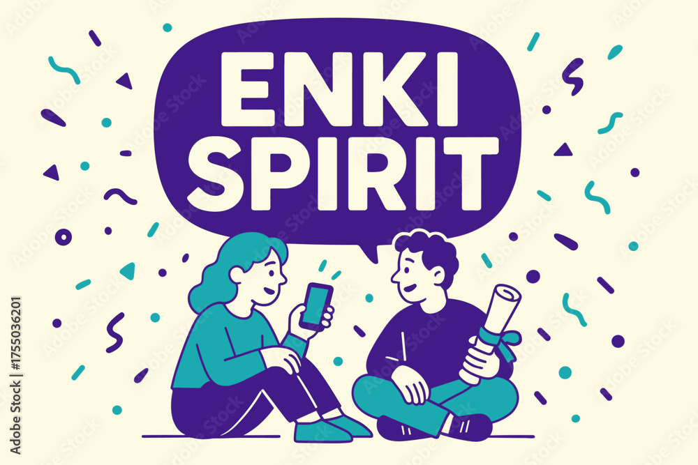 Enki Spirit Celebration. Enki Spirit banner, flat vector illustration ...