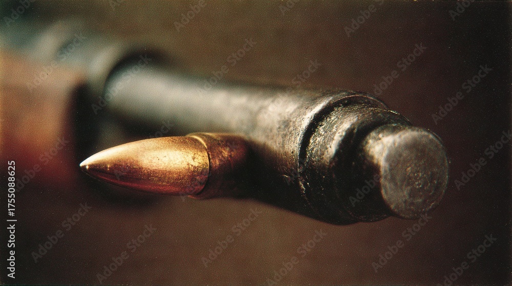 A high-resolution image of a metal object, showing a bullet protruding ...