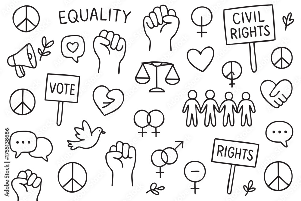Image vectorielle Stock Equality and civil rights symbols: peace ...