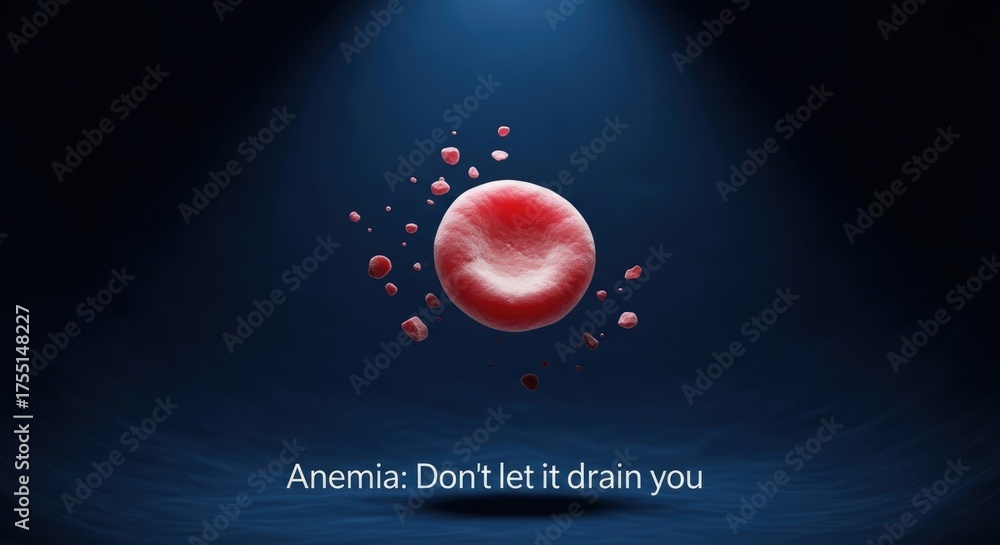 Anemia medical concept showing crucial red blood cell breaking apart ...