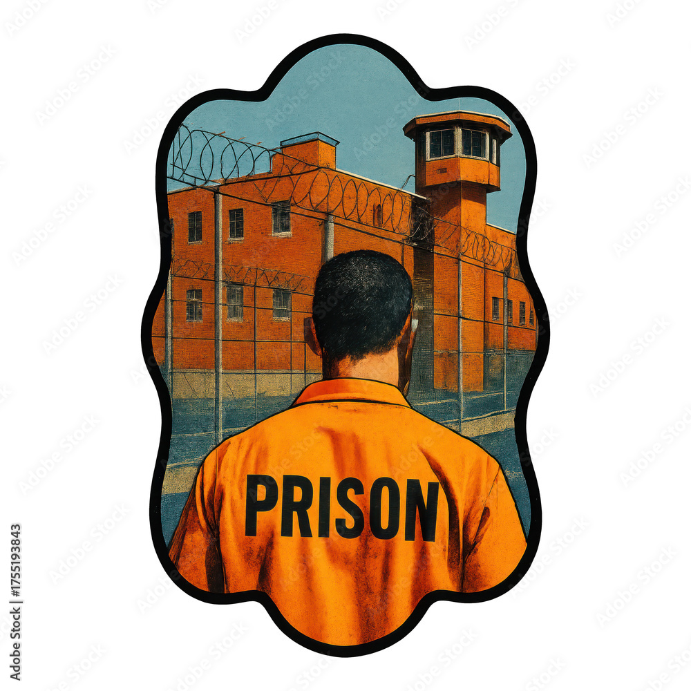 PNG Inmate facing prison building. Stock Illustration | Adobe Stock